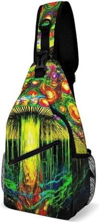 Generic Réglable Sacoche Homme Bandouliere Champignons magiques Sac De Poitrine Antivol,Casual Sac Poitrine pour Homme Femme Camping