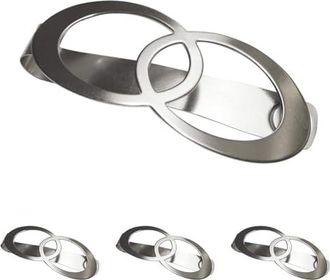 Gardinia Raffspange Infinity mit Magnetverschluss, Vorhang-Raffhalter für Vorhänge oder Stoffe, 13,5 x 5,5 cm, Metall, Edelstahl-Optik (Packung mit 4)