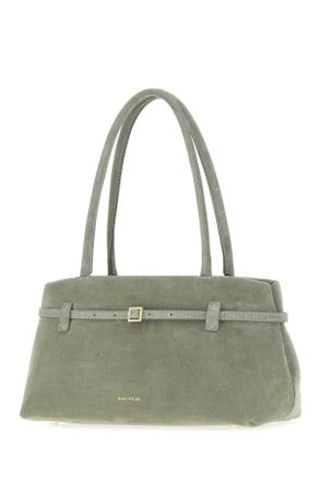 Manu Atelier Womens Sage Green Suede Le Cambon East West Shoulder Bag Pepegree Borse A Mano
