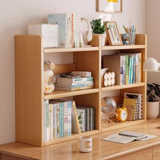 Generic Kleine Schreibtischregale 65 cm Höhe Hohe Tragkraft Schreibtisch Regalaufsatz Holz Platzsparend for Office Home Dormitory(Natural,100cm)