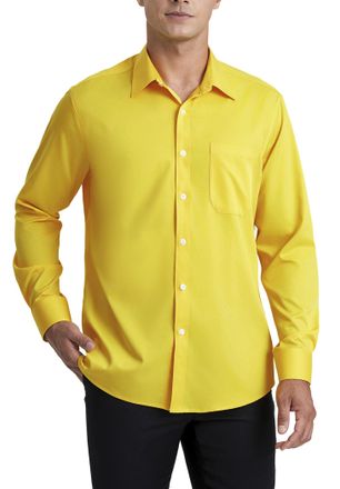 Hisdern Herren Hemd Langarm Gelb Businesshemd Regular Fit Hemd aus Bambusfaser Freizeithemd Bügelfreies Herrenhemd mit Brusttasche,3XL