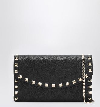 Valentino Garavani Black Rockstud crossbody wallet