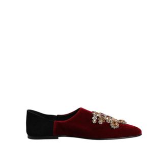 Dolce & Gabbana Kristallverzierte Samtloafers - - Shoes - Herren - Rot - 45 EU