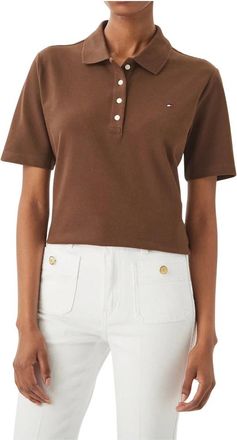 Tommy Hilfiger Femme, Tops, Brun, Taille: 38 FR Polo en Piqu&eacute; Coupe Classique 1985