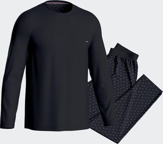 Eden Park Pyjama Long En Jersey De Coton Marine