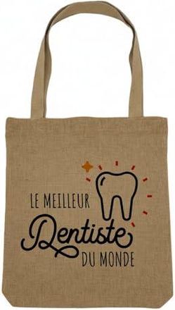 Fabulous Sac Shopping Tote Bag Aspect Lin - Le Meilleur Dentiste du Monde Medecine Dent M&eacute;tier Passion Sant&eacute; - Sac de Courses Toile Epaisse 360g Beige Naturel 