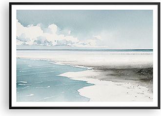 Arttor Poster Schwarzrahmen Deko 100x70cm K&uuml;ste Strand Gelassenheit Wandposter Art Prints Wanddeko Bild Wand Kunstdruck Wandbilder Dekoration Wohnzimmer Schl