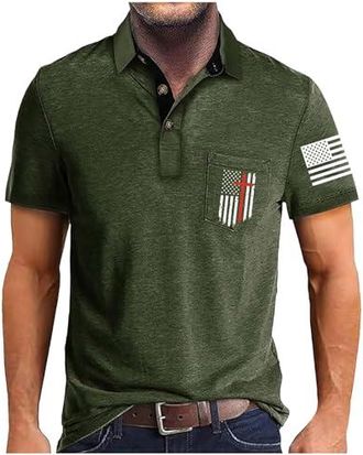 Generic Polo &agrave; manches courtes pour homme - Imprim&eacute; &agrave; revers - Fermeture &eacute;clair, vert, 3XL