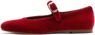 Generic Chaussures Plates Confortables en Velours pour Femmes, Ballerines &eacute;l&eacute;gantes avec Bride &agrave; la Cheville et Boucle, Chaussures Mary Jane &agrave; Bout Rond Ferm&eacute;
