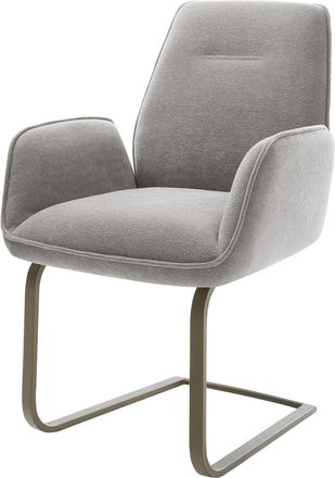 DELIFE Schwingstuhl Zoa-Flex Freischwinger flach Effektfinish Titan Strukturstoff Soft Grau Taschenfederkern