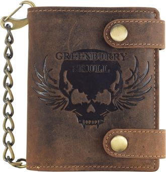 Greenburry Vintage Skull Geldb&ouml;rse Leder 10 cm