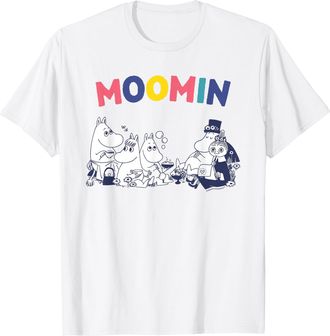 Moomin Mumin-Familie Regenbogen Text T-Shirt