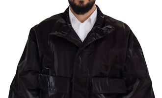 Dolce & Gabbana Bordeaux Nylon Collared Men Coat Jacket Clothing