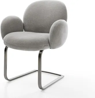 DELIFE Freischwinger Nube-Flex mit Armlehnen Strukturstoff Soft Grau Freischwinger flach Graphit Taschenfederkern, Esszimmerst&uuml;hle