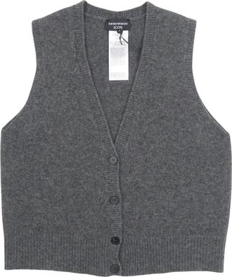 Emporio Armani Femme, Pulls, Gris, Taille: 40 FR Icon Gilet Crois&eacute;