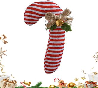 Generico Weihnachtsstock, Stoff und Wei&szlig;, festliche Anh&auml;nger in Rot und mit Schleife, Dekoration f&uuml;r Weihnachtsb&auml;ume f&uuml;r Haus, Garten, Party, Dekoration