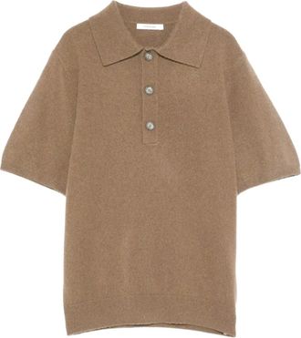 Entire studios polo boutonné à poche poitrine - Marron