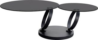 Kare Design Design Couchtisch Beverly Smoke, Schwarz, Beistelltisch, Glas Tischplatte, Stahlgestell, Drehbar, Wohnzimmer, 42x132x80 cm