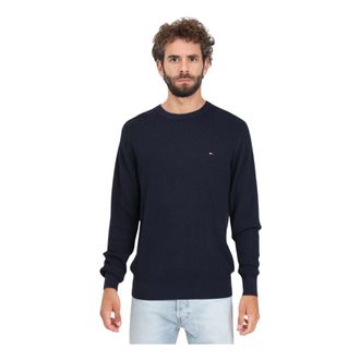 Tommy Hilfiger Homme, Pulls, Bleu, Taille: XS Pull col rond bleu avec motif nid dabeille