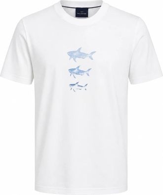 Paul & Shark T-Shirt aus Baumwolljersey mit Hai-Print - - Tops - Herren - Wei&szlig; - S