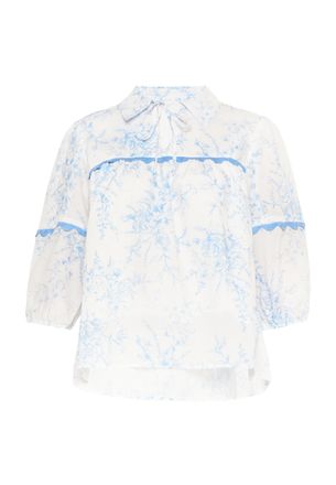 Usha Bluse Frauen wei&szlig; blau