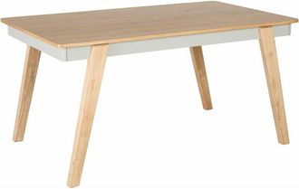 Beliani Esstisch Helle Eiche und Grau MDF-Tischplatte mit Holzbeinen 150 x 90 cm Rechteckig f&uuml;r 4 Personen Moderner Stil Esszimmer K&uuml;che Wohnk&uuml;che