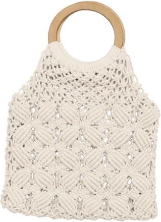 IFUNDOM Sac à Main Coton Tissé Main pour Femme Cabas Blanc Léger et Pratique Plage et Usage Quotidien