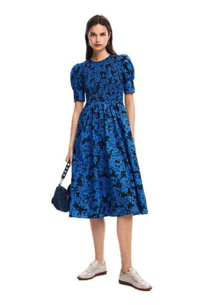 Desigual Womens Woman Woven Short Sleeve Dress, Blue, X-Large