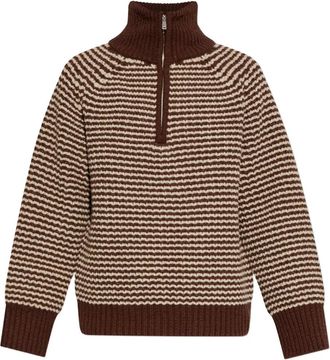STUDIO NICHOLSON Bristol striped zip-neck sweater - Braun