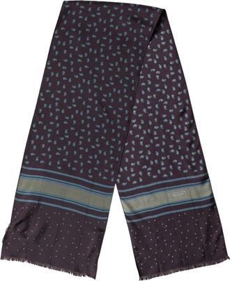 Dolce & Gabbana Men Scarf Maroon Patterned Silk Neck Foulard 132cm X 33cm