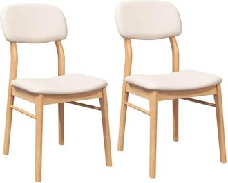 vidaXL Esszimmerst&uuml;hle mit Kissen 2 Stk. Natur Massivholz Gummibaum - Vidaxl
