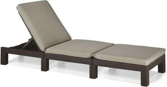 Allibert Allibert - Transat bain de soleil imitation r&eacute;sine tress&eacute;e - 4 positions - Coussin confortable - Dimensions 195 x 65 x 25,5 cm - Marron