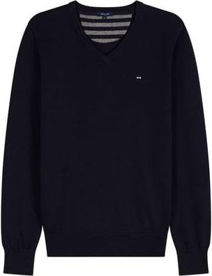 Eden Park Pull droit col v en laine et coton