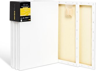 Elan Keilrahmen Leinwand 30x40 380g 6er Set, 380 G/M&sup2; 100% Baumwolle Leinwand zum Bemalen Klein, Leinw&auml;nde f&uuml;r &Ouml;lfarben Klein, Leinw&auml;nde zum Bemalen