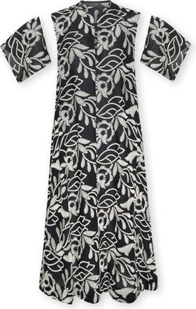 Elena Miro Femme, Robes, Noir, Taille: 46 FR Robe en m&eacute;lange de coton brod&eacute;