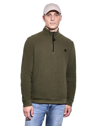 Street One Men Herren Strukturpullover mit Troyer