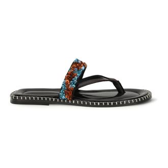 Dries Van Noten Tongs en cuir orn&eacute;es de sequins - Femme - Chaussures - Bleu - Taille: 38 EU