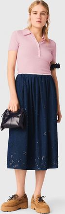 Maje Midirock Aus Besticktem Denim - Marineblau - Maje