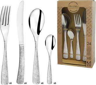 Amefa Set mit 24 Bestecken aus Edelstahl Ethnic, Metall, grau, 3.57 cm