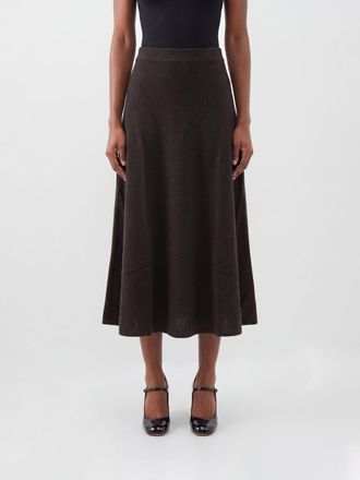 Lisa Yang Jupe midi en maille de cachemire &agrave; taille haute &eacute;lastiqu&eacute;e