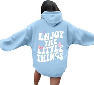 Generic Sweat &agrave; capuche pour femme Winter Enjoy The Little Things 2026, bleu clair, S