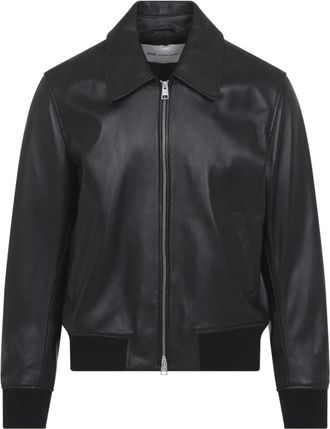 Ami Homme, Vestes, Noir, Taille: S Veste en cuir zipp&eacute;e