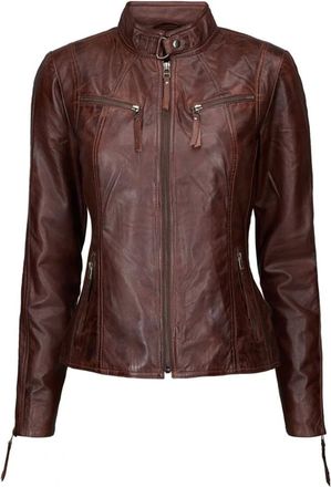 BTF-CPH Btfcph, Femme, Vestes, Brun, Taille: 38 FR Veste de motard marron antique