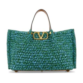 Valentino Garavani Femme, Sacs, Vert, Taille: ONE Size Medium Tote VLogo Signa