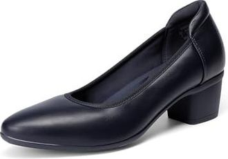 Dream Pairs Chaussures habill&eacute;es &agrave; talon &eacute;pais pour femme - Bout pointu - Confortables - Pour travail, mariage, bureau, bleu marine, 40 EU