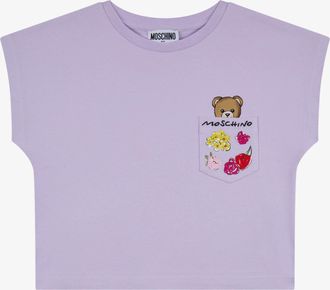 Moschino T-Shirt aus Baumwollpiqu&eacute; Moschino Teddy Bear - Violett
