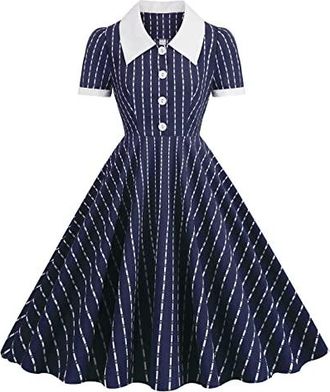 Generic V&ecirc;tements pour Hommes Gothiques Punk Robe-Chemise ray&eacute;e &agrave; Blocs de Couleurs de Vintage pour Femmes Hache De Guerre M&eacute;di&eacute;vale (Navy, S)