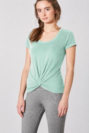 Hempage Hempage Damen vegan Yoga T-Shirt Knotendetail Salbeigr&uuml;n