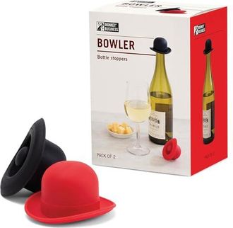 Monkey Business Lot de 2 bouchons de vin en silicone | Scelle la bouteille et garde le vin frais, accessoires de vin, gadgets de cuisine, bouchon de bouteille chapeau