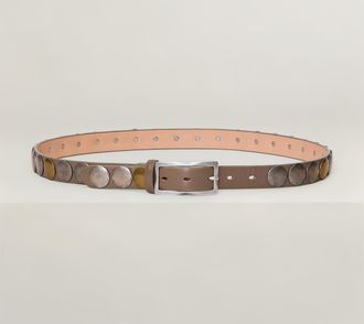 Reptiles House Touch - Ledergürtel mit Nieten - Grau